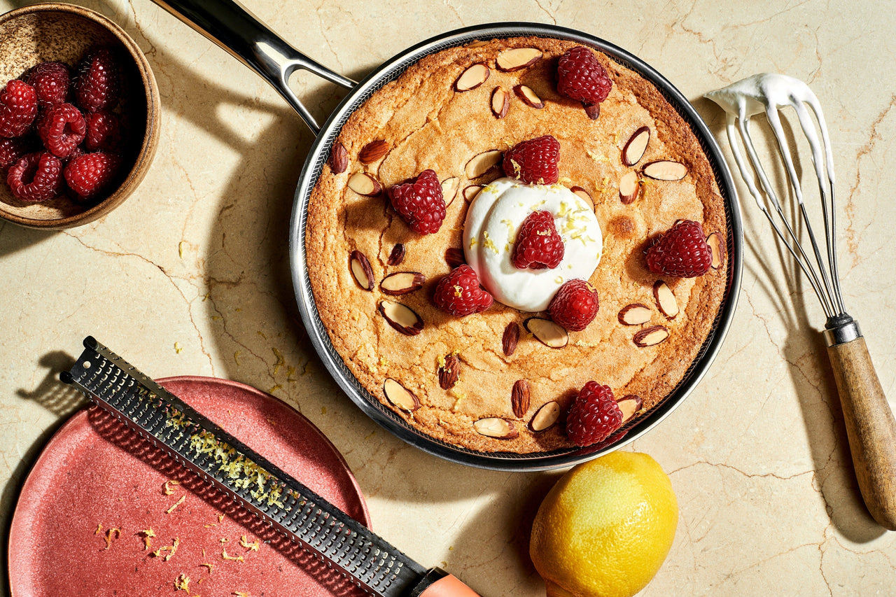 Lemon Almond Cake with Raspberries & Whipped Cream – HexClad Cookware