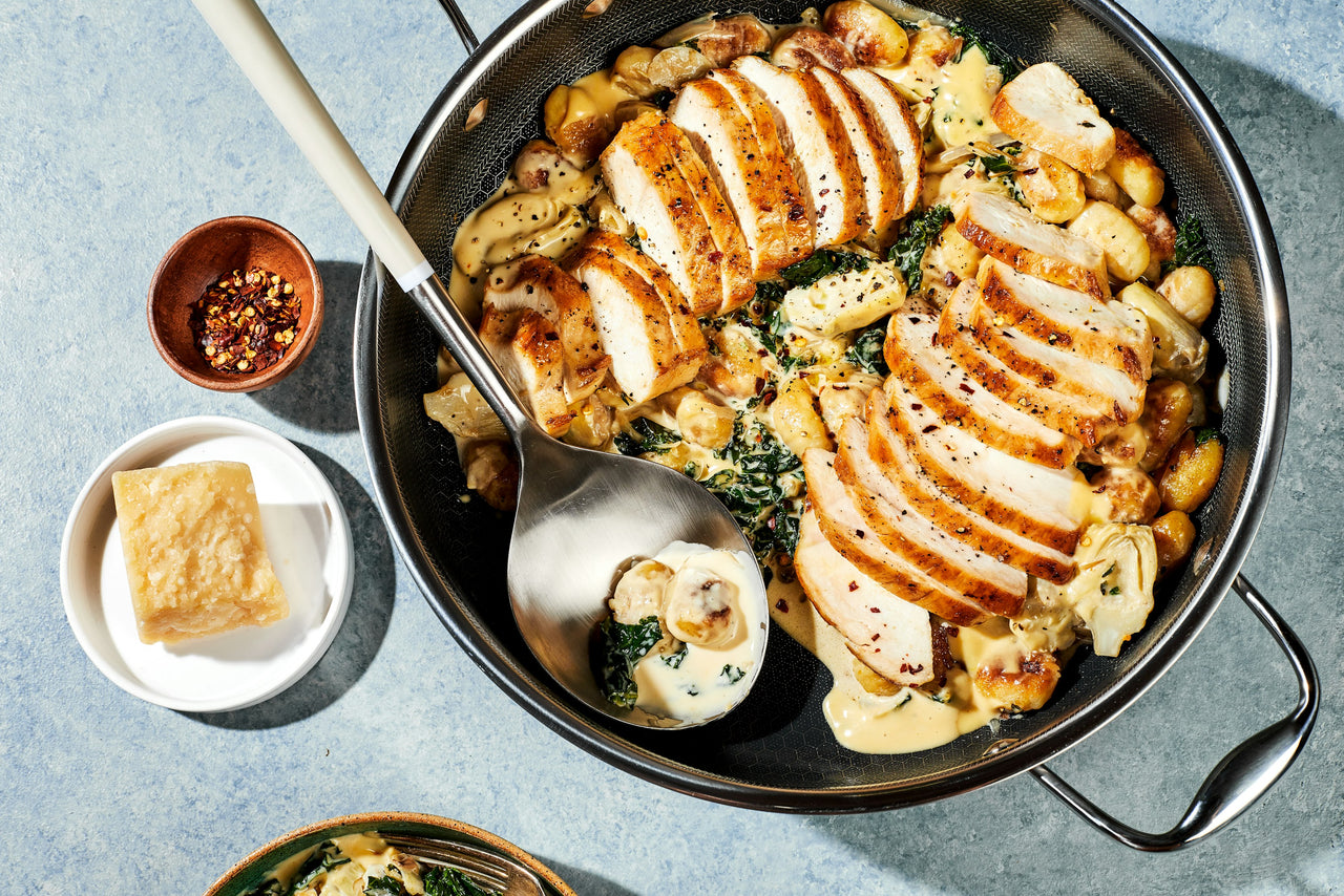 creamy skillet gnocchi with chicken and artichokes