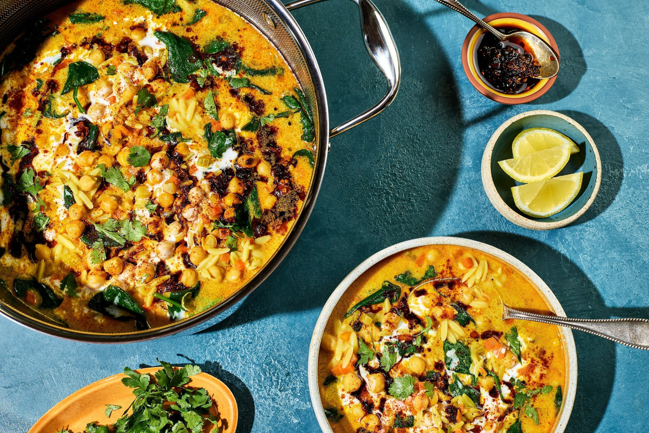 golden chickpea orzo soup