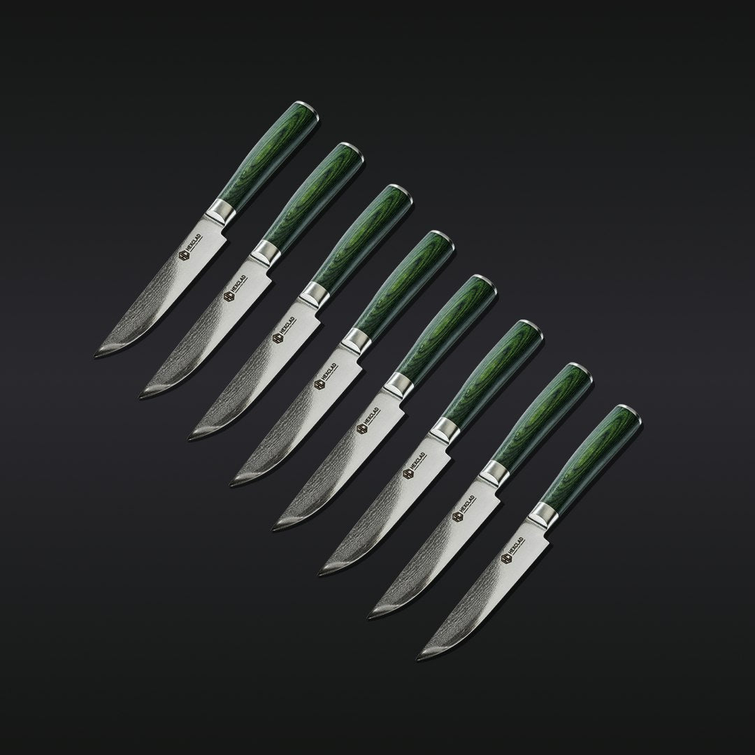Damascus Steel Steak Knife Set, 8pc
