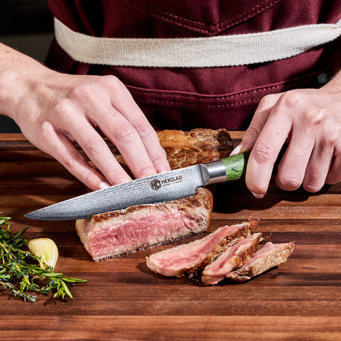 Damascus Steel Steak Knife Set, 4-pc (Green) | HexClad